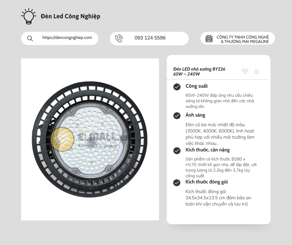 Đèn LED nhà xưởng BY236 65W - 240W - Đèn Công Nghiệp
